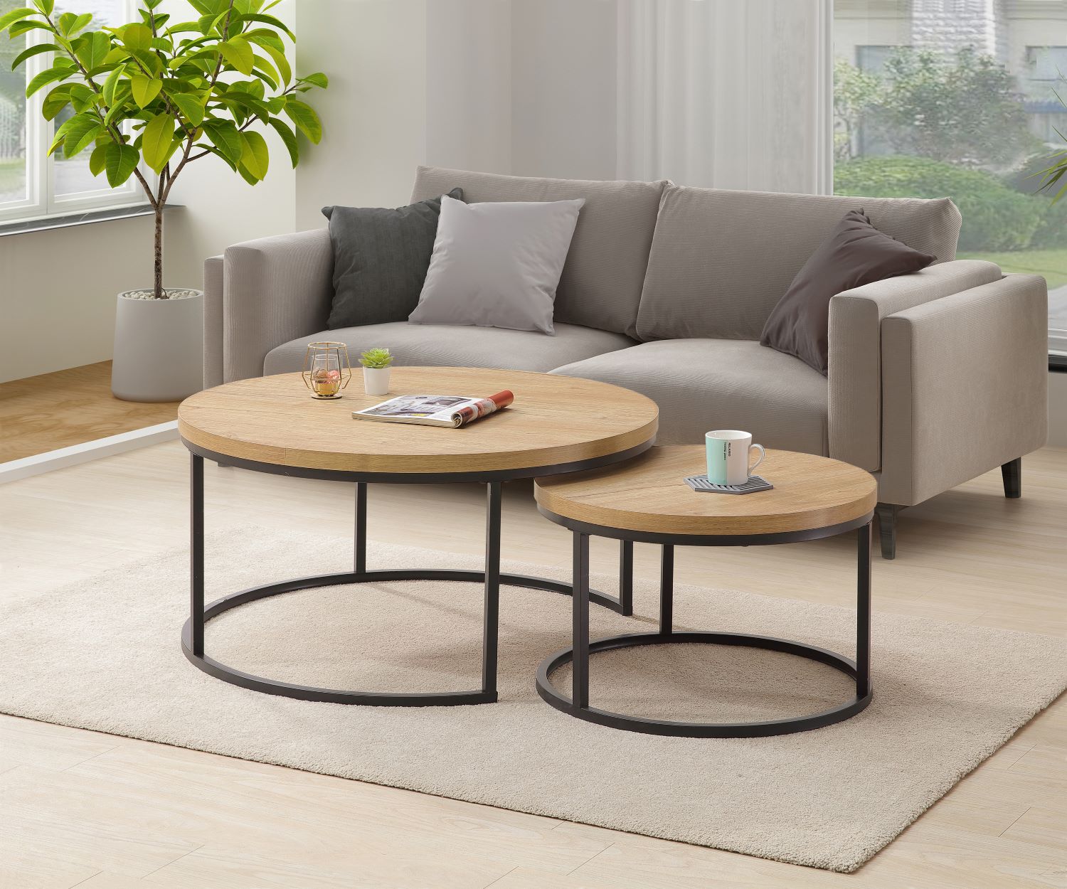 105 2pc Nesting Table Set in Natural Oak – Active Home Centre