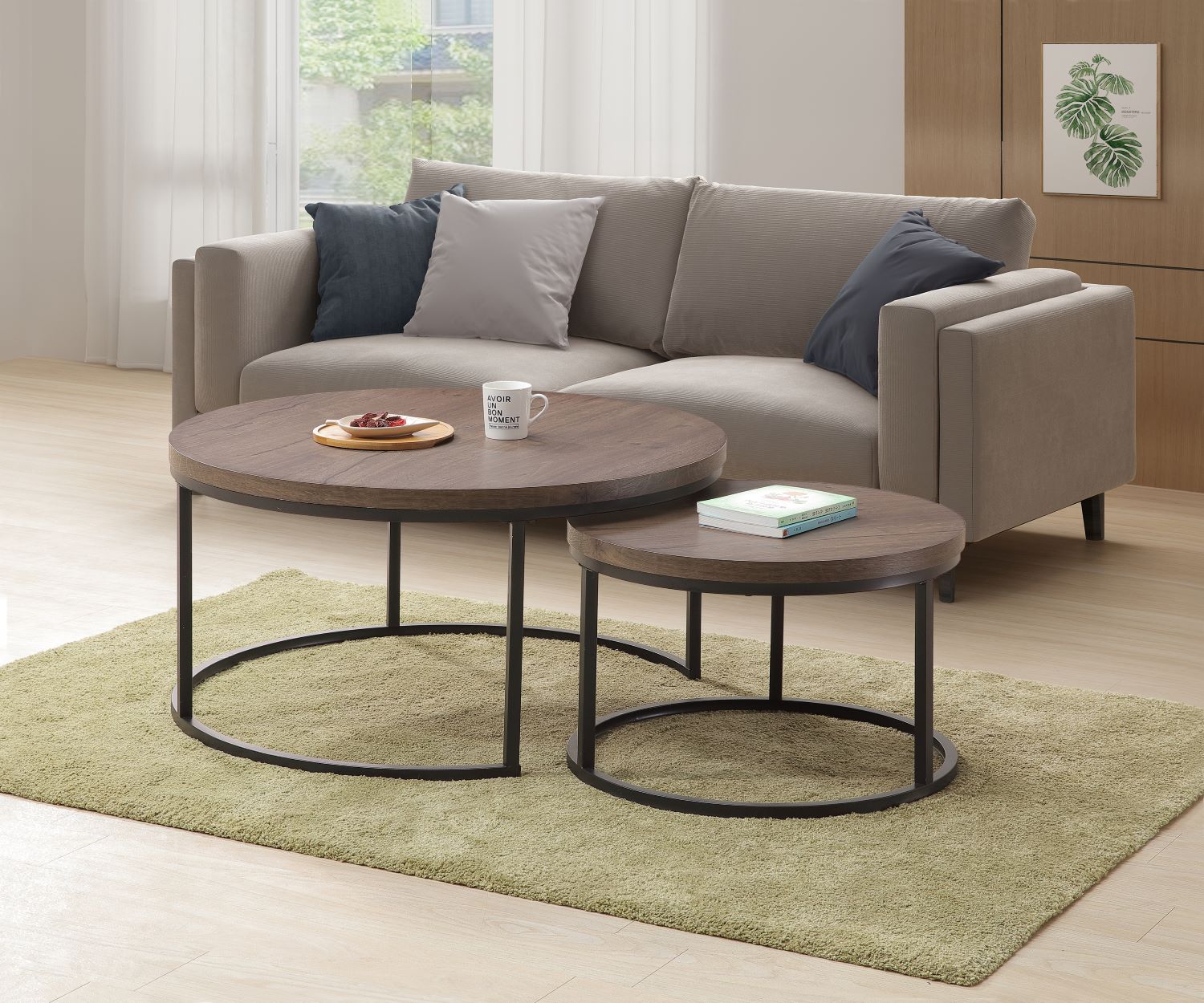 105 2pc Nesting Table Set in Smoked Oak – Active Home Centre